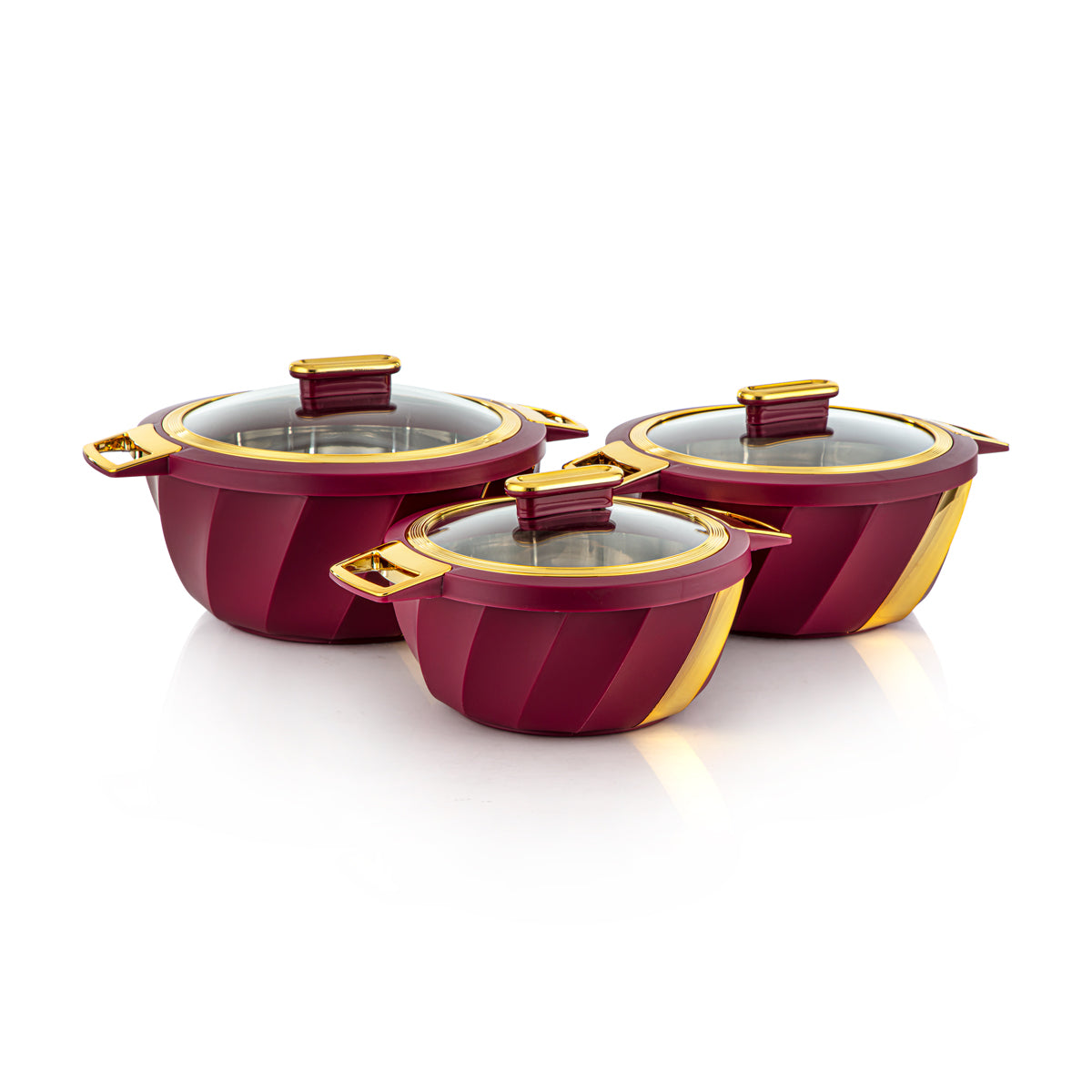 Almarjan 3 Piece Salwa Collection Plastic Hot Pot Red & Gold - SW001G
