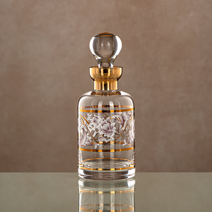 Almarjan Perfume Bottle 29 Tola, Glass, Clear & Golden Pattern (0863P-