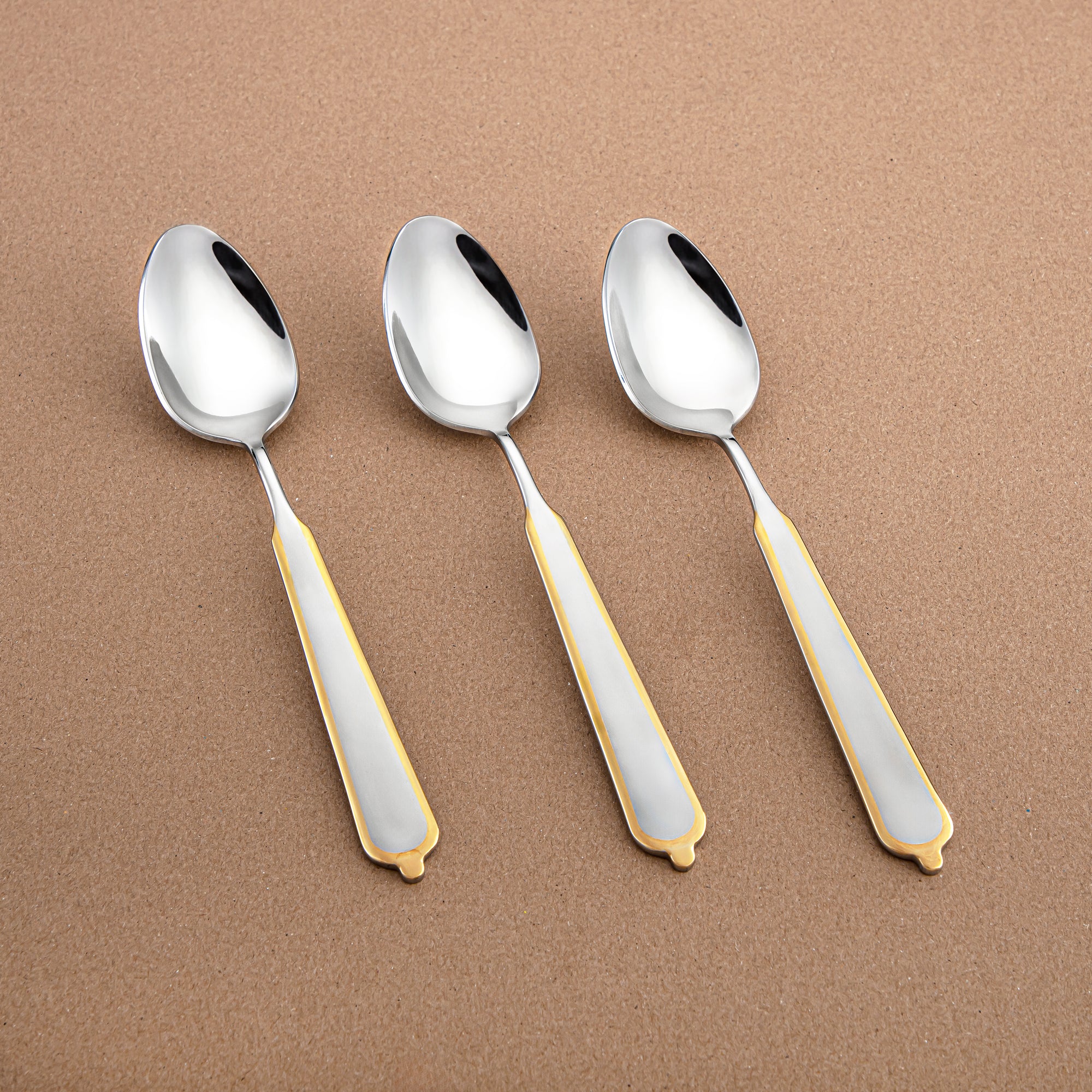 Almarjan 3-Piece Stainless Steel Dinner Spoon Set – Silver & Gold ...