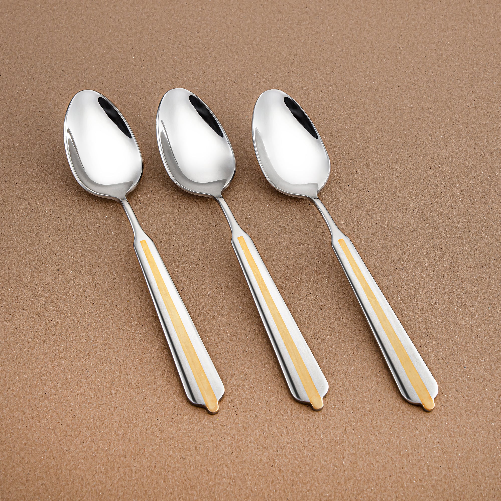 Almarjan 3-Piece Stainless Steel Dinner Spoon Set – Silver & Gold ...