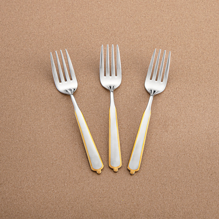Almarjan 3-Piece Stainless Steel Tea Fork Set – Silver & Gold Mirror ...