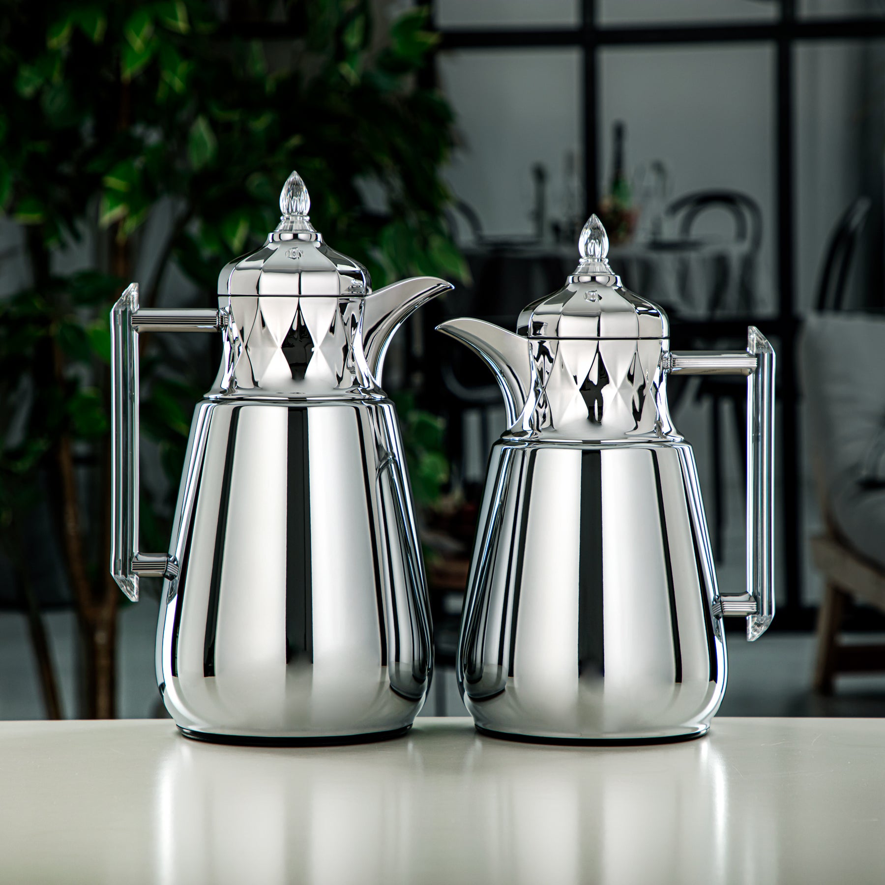 Almarjan 2 Pieces Vacuum Flask Set Shiny Silver & Transparent - FG805 ...