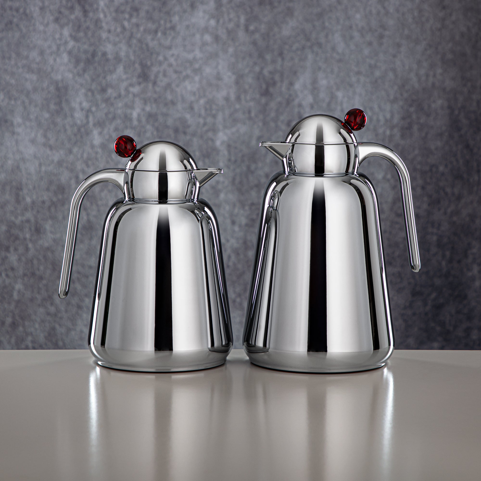 Almarjan Vacuum Flask Set - 1L + 1.5L, Maroon & Silver (FG807-100/150
