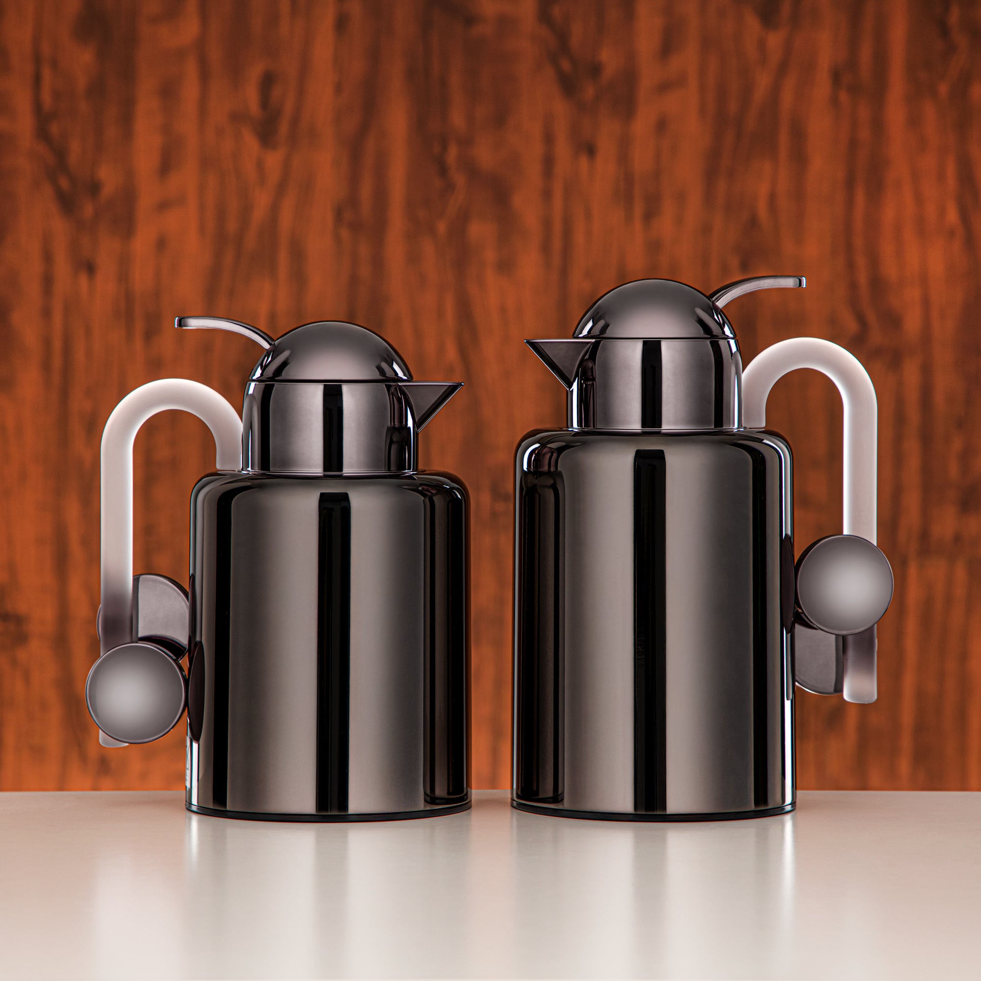 Almarjan Vacuum Flask Set Gun Black & Frost with Push-Button Pour for ...