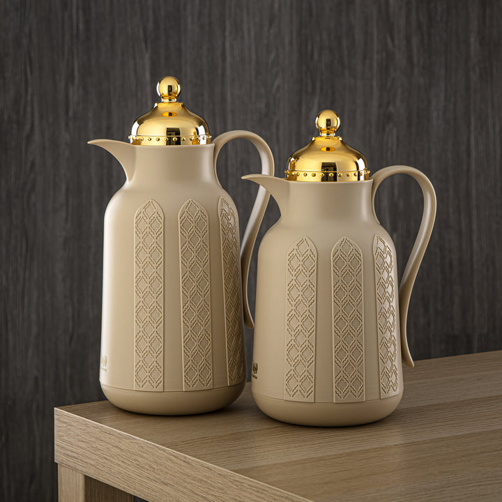 Almarjan 2 Pieces Vacuum Flask Set Beige & Gold - GT110-070/100 BG/G ...