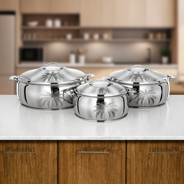 Almarjan Noor Stainless Steel Hot Pot Set 25cm 30cm 35cm Silver Mirror ...