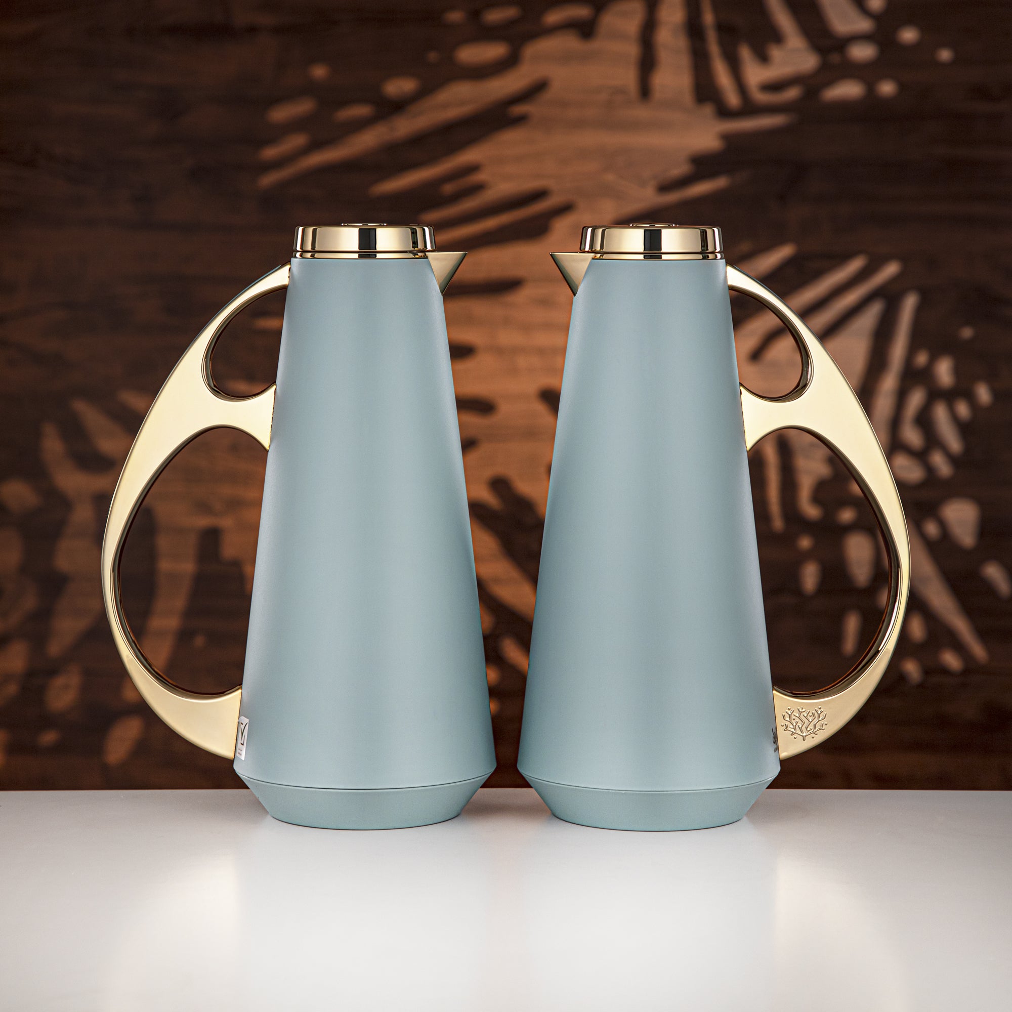 Almarjan Vacuum Flask Set, ABS, 1L + 1L, Light Blue & Gold (UPP-1000/1