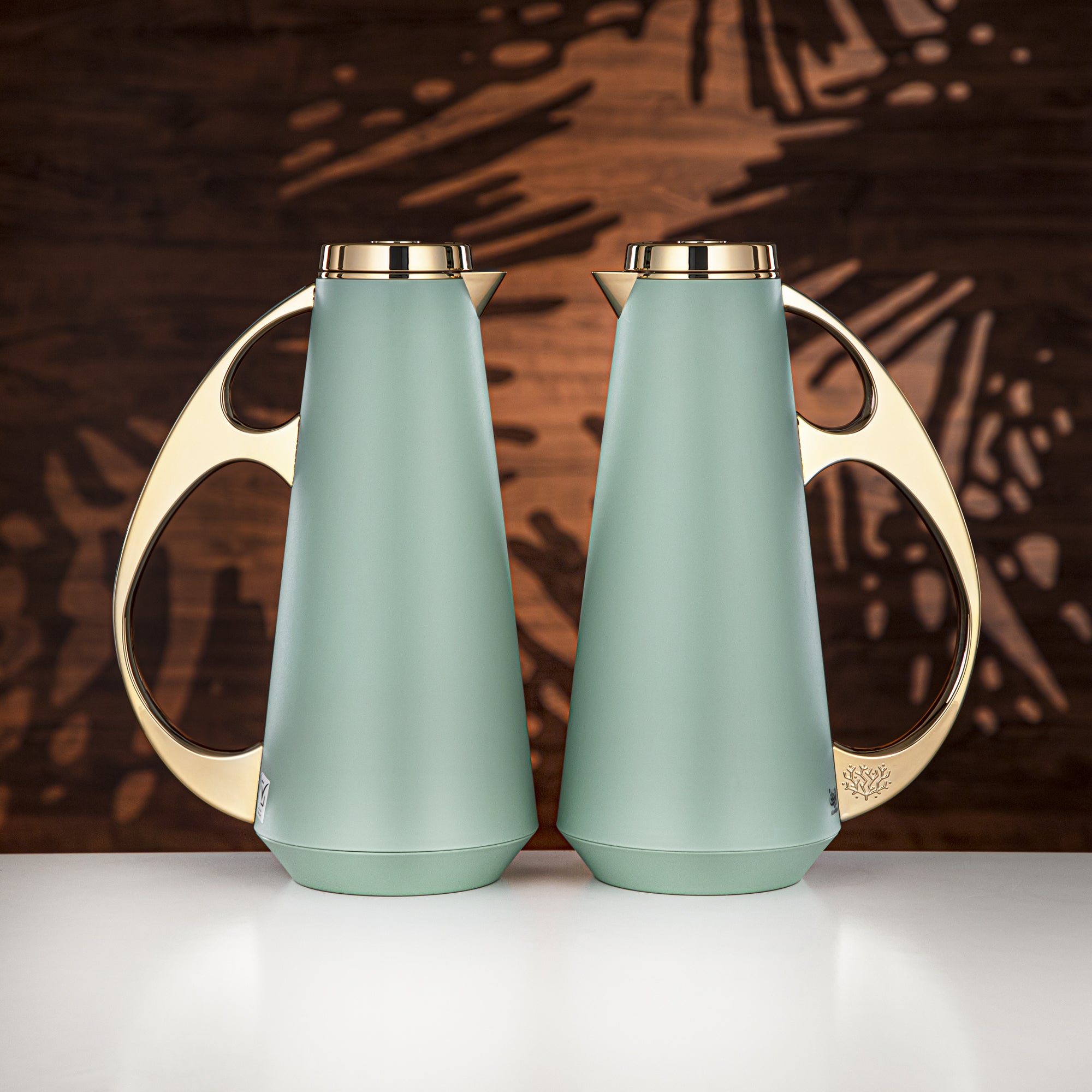 Almarjan Vacuum Flask Set, ABS, 1L + 1L, Light Green & Gold (UPP-1000/