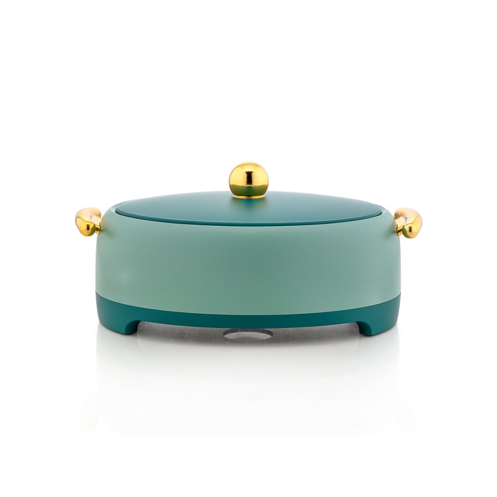 Forever Gold 3 Piece Oval Plastic Hot Pot Olive Green & Gold - EGSET O