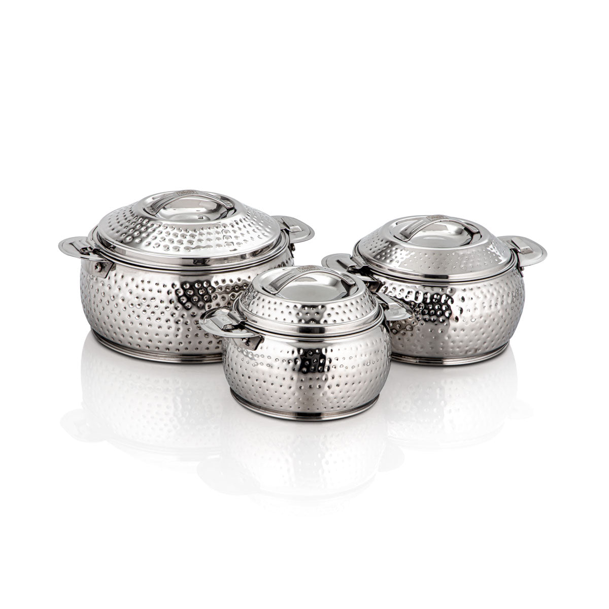 Almarjan 3 Pieces Noor Collection Mini Stainless Steel Hot Pot Silver