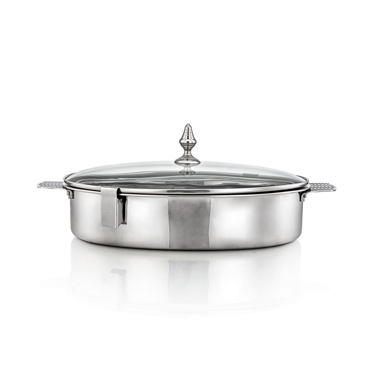 Almarjan 40 CM Mandi Collection Stainless Steel Oval Hot Pot Silver